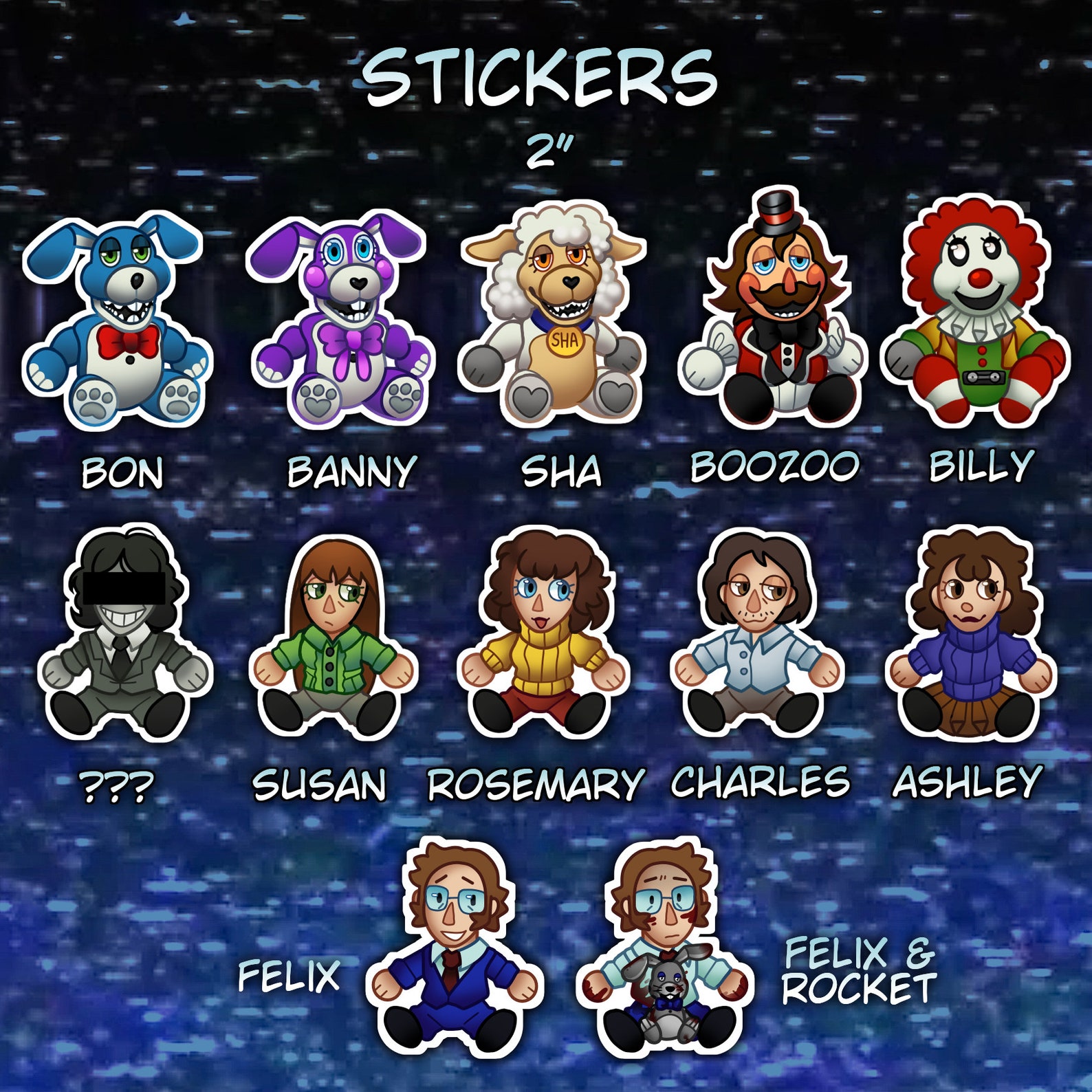 The Walten Files - Vinyl Stickers - Bon, Banny, Sha, Boozoo, Billy ...