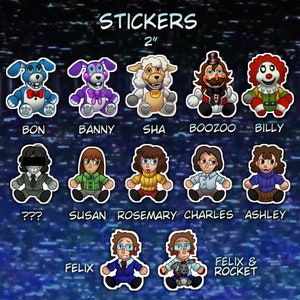 The Walten Files - Vinyl Stickers - Bon, Banny, Sha, Boozoo, Billy ...