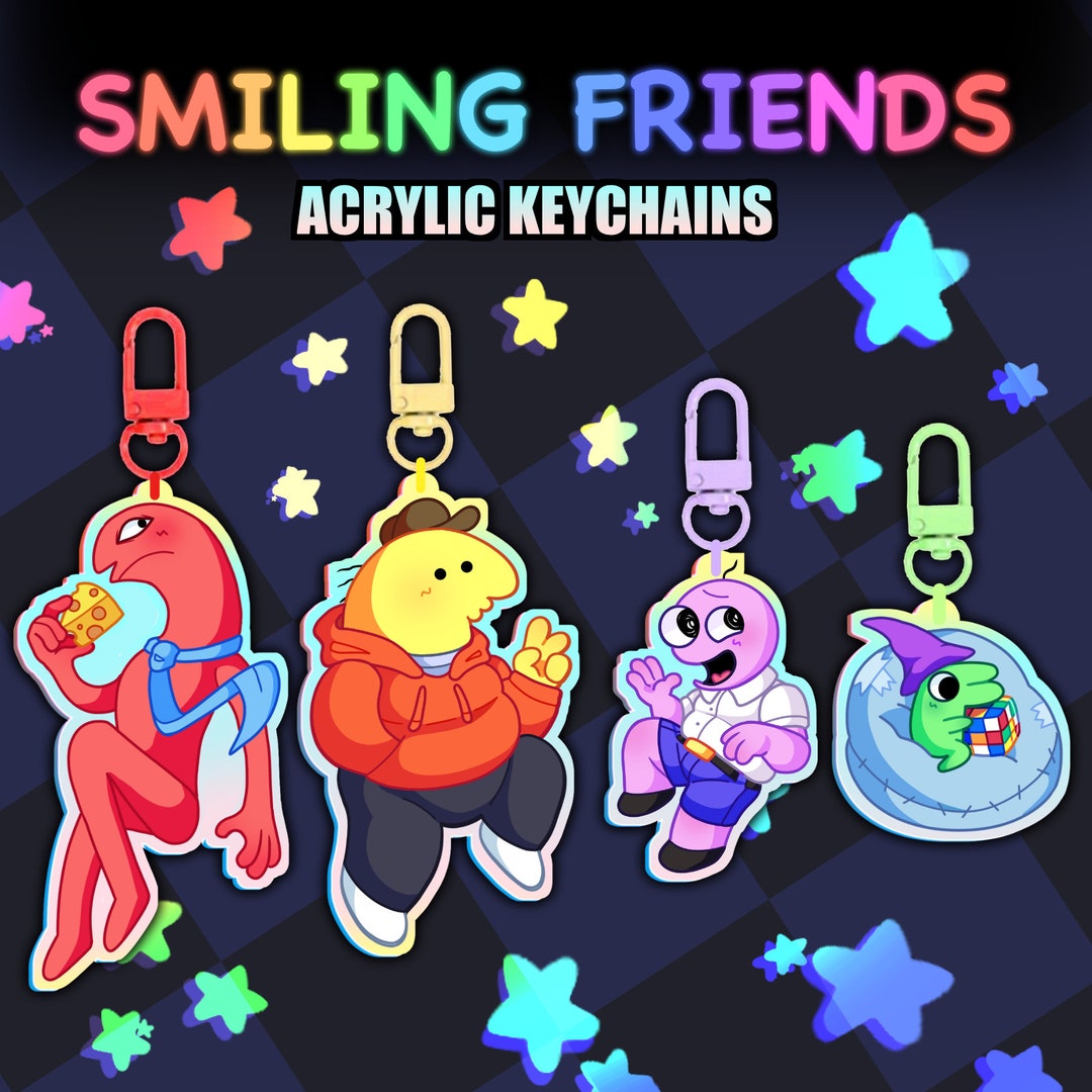 Smiling Friends - Rainbow Keychains - Pim, Charlie, Alan, Glep, Gwimbly ...