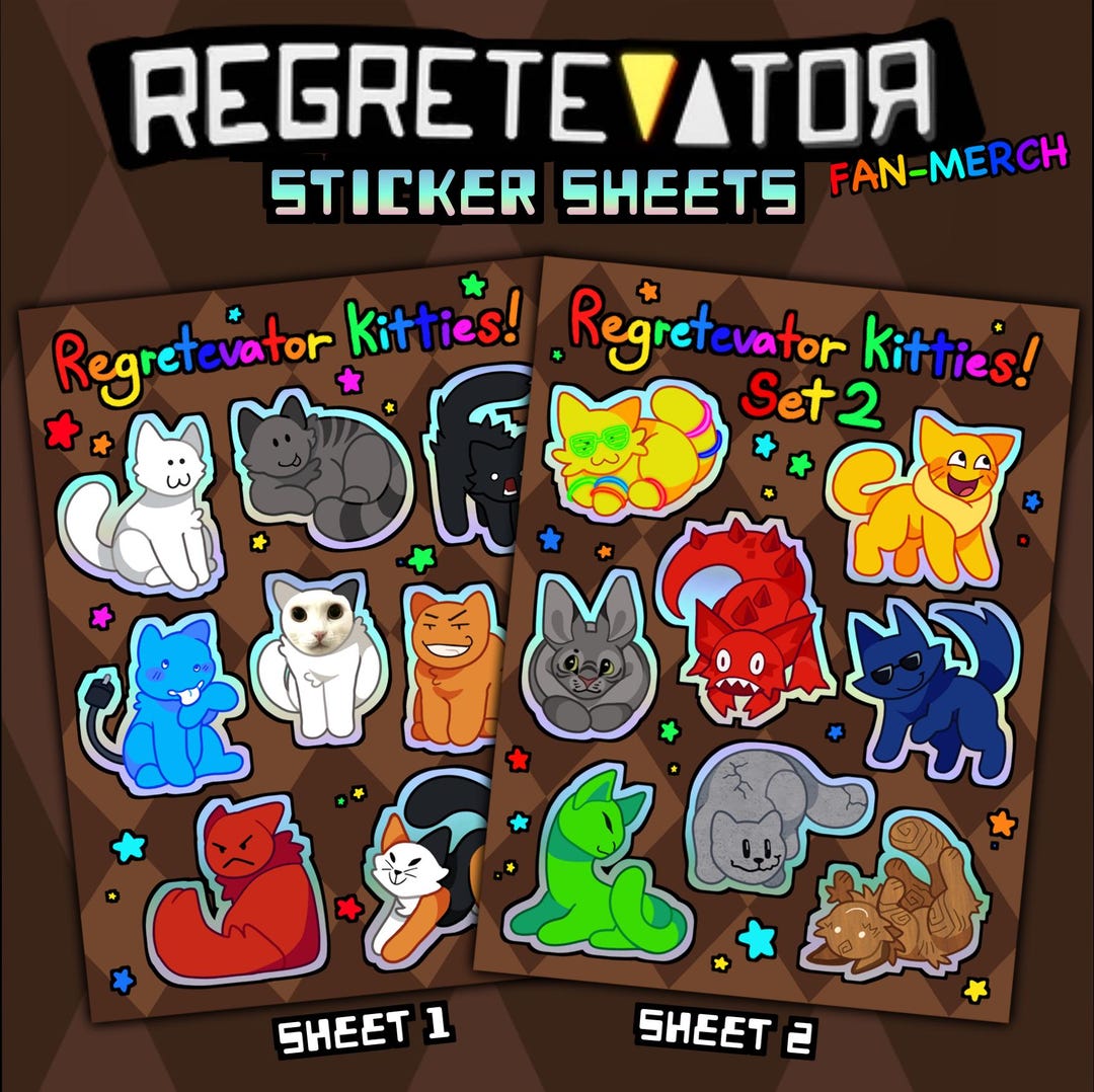 PREORDER REGRETEVATOR - Sticker Sheets: Kitties, Cats - Etsy