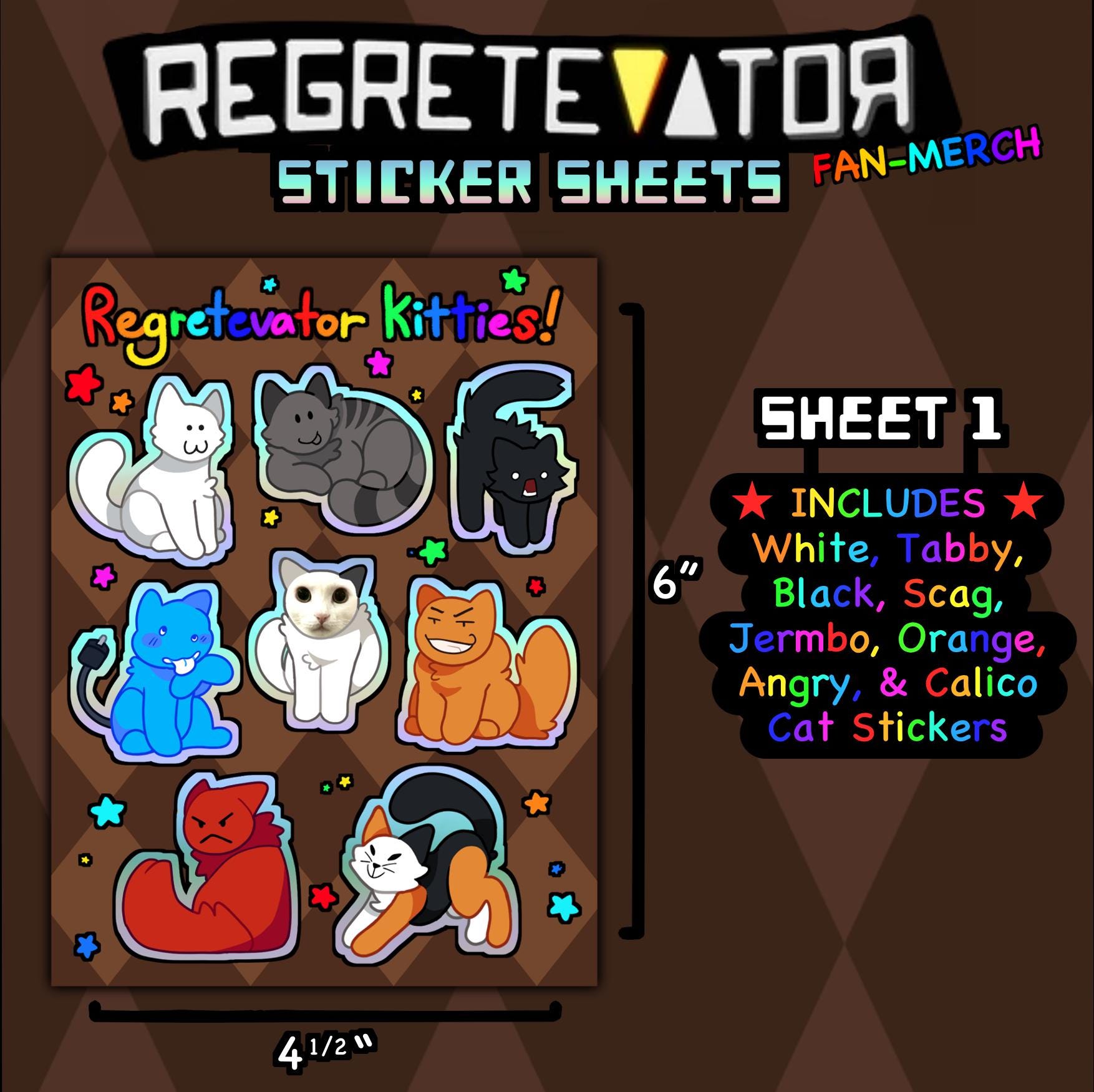 REGRETEVATOR - Sticker Sheets: Kitties, Cats - Etsy