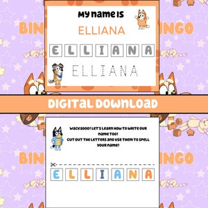 Bluey Name Building Activity, Name Tracing & Writing Practice, Busy ...