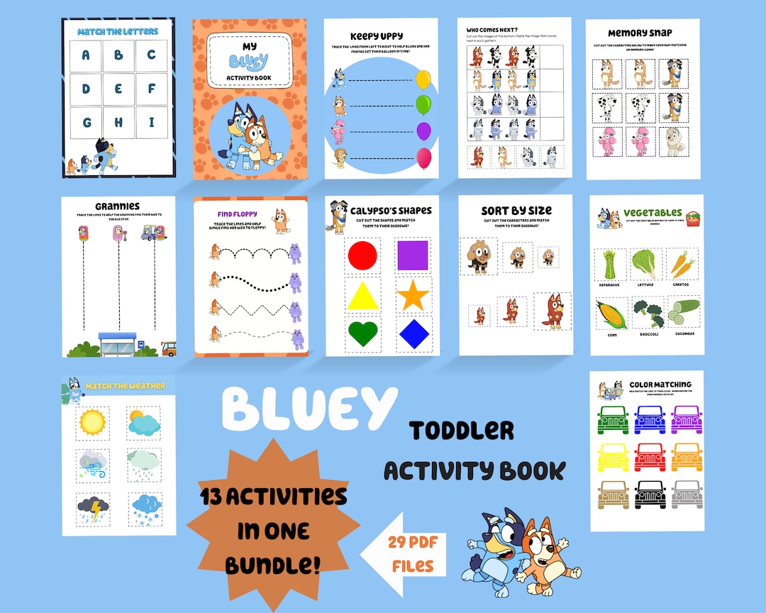 Bluey Activity Book. Printable Preschool & Toddler Learning Binder ...