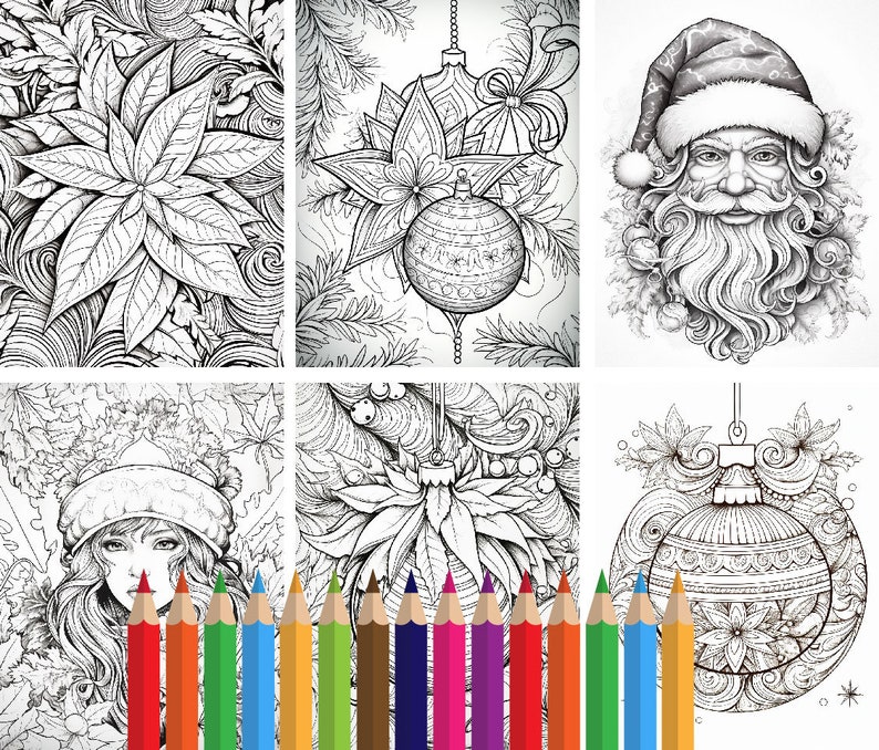 100 Printable Christmas Coloring Pages for Adults, Instant Download ...