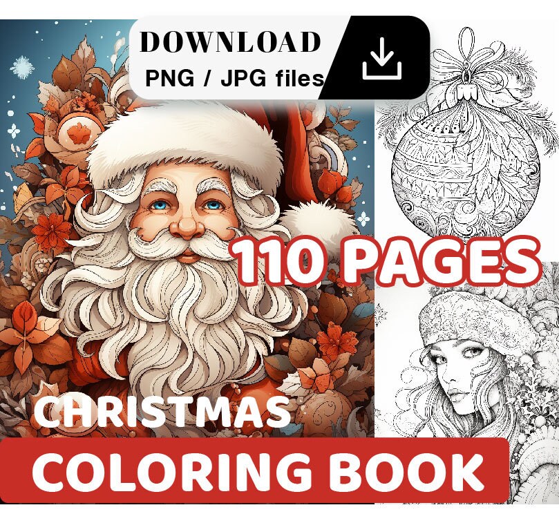 100 Printable Christmas Coloring Pages for Adults, Instant Download ...