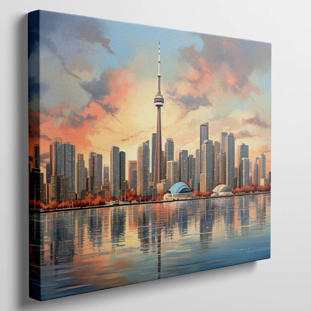 Ready to Hang Canvas Print of Toronto Skyline at Sunset With Autumnal ...