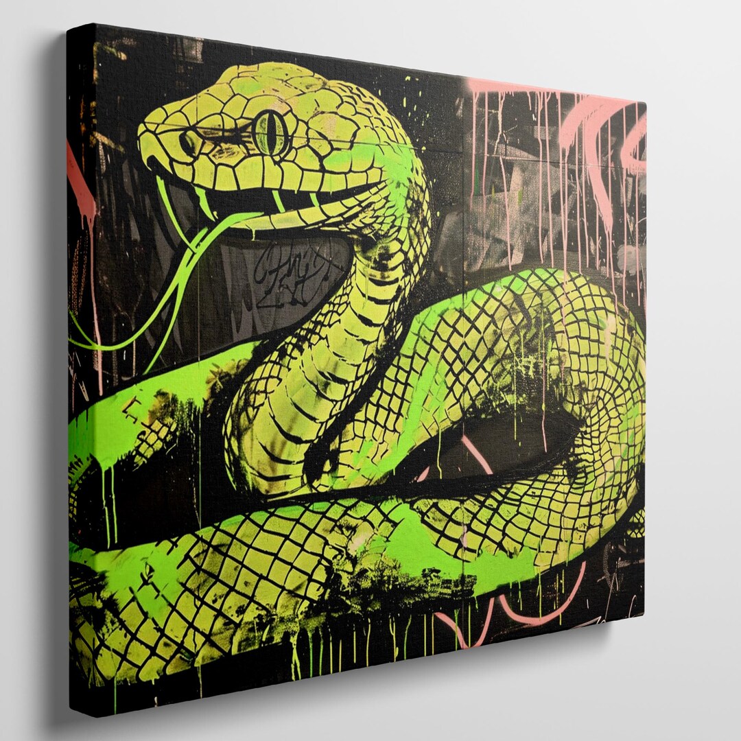 Neon Green Snake Graffiti, Street Art Canvas Print, Dynamic Modern Decor, Gift for Art Lovers - Etsy