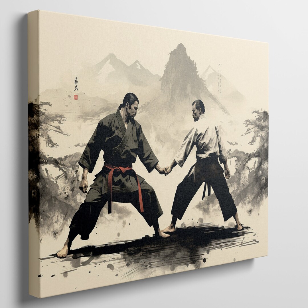 Traditional Martial Arts Dojo Scene, Framed Canvas Wall Art Serenity in ...
