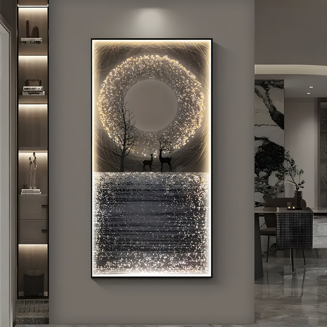 Radiant Modern Art: Crystal LED Painting Elegant Frame Home Decor ...