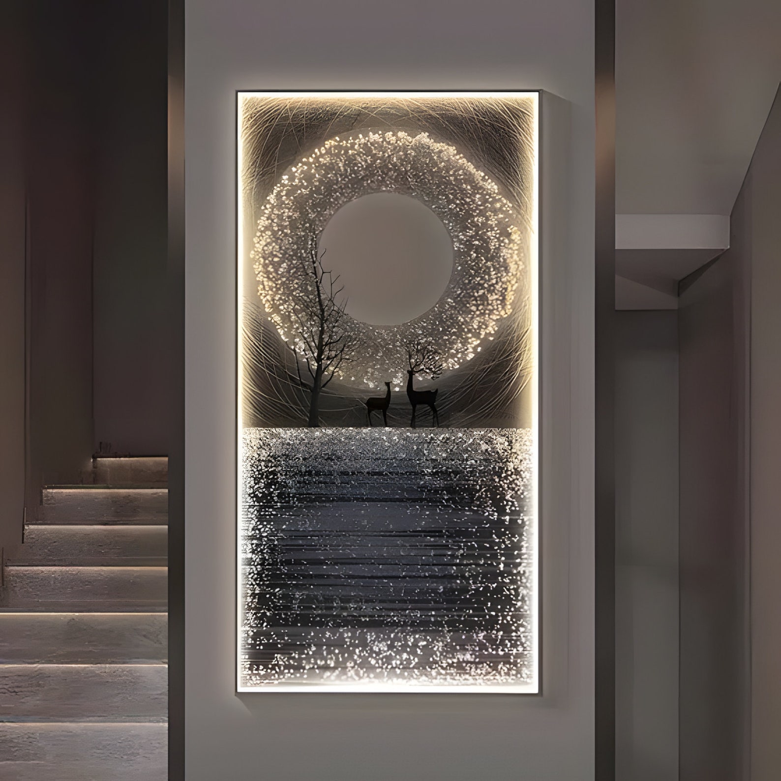Radiant Modern Art: Crystal LED Painting Elegant Frame Home Decor ...
