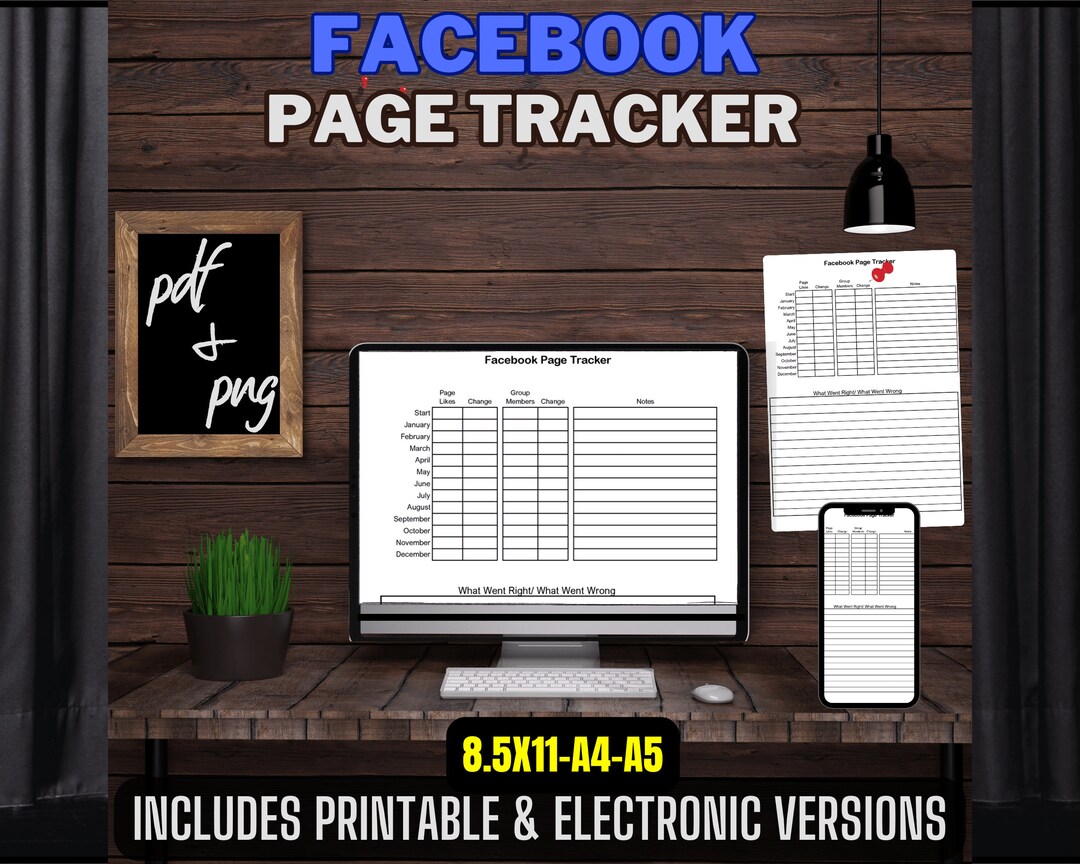 Facebook Page Tracker Planner Printable Tracker Facebook Social Media ...