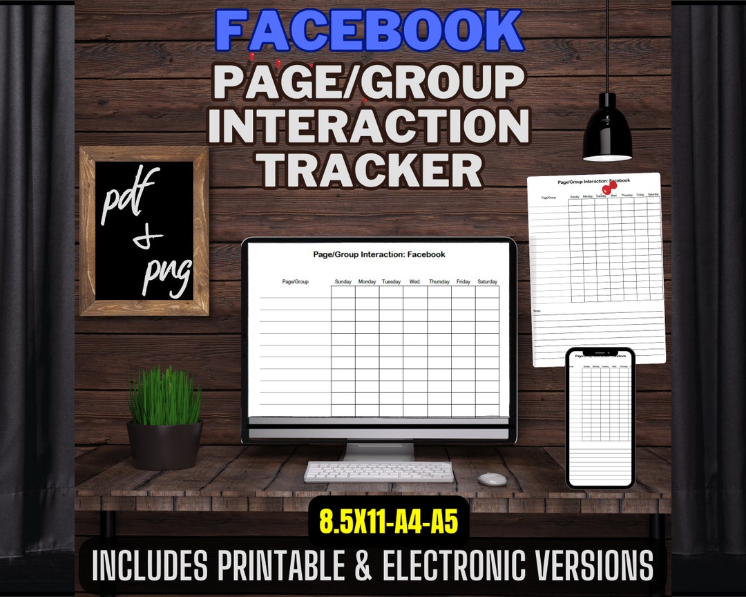 Facebook Page Group Interaction Tracker Planner Printable Tracker Facebook Social Media Facebook ...