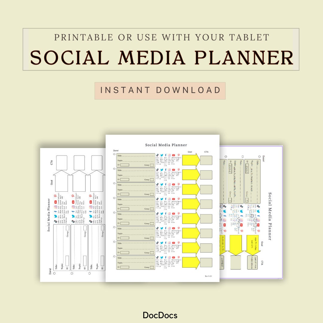 Planner Social Media Facebook Planner Printable Instagram Blog Planner ...