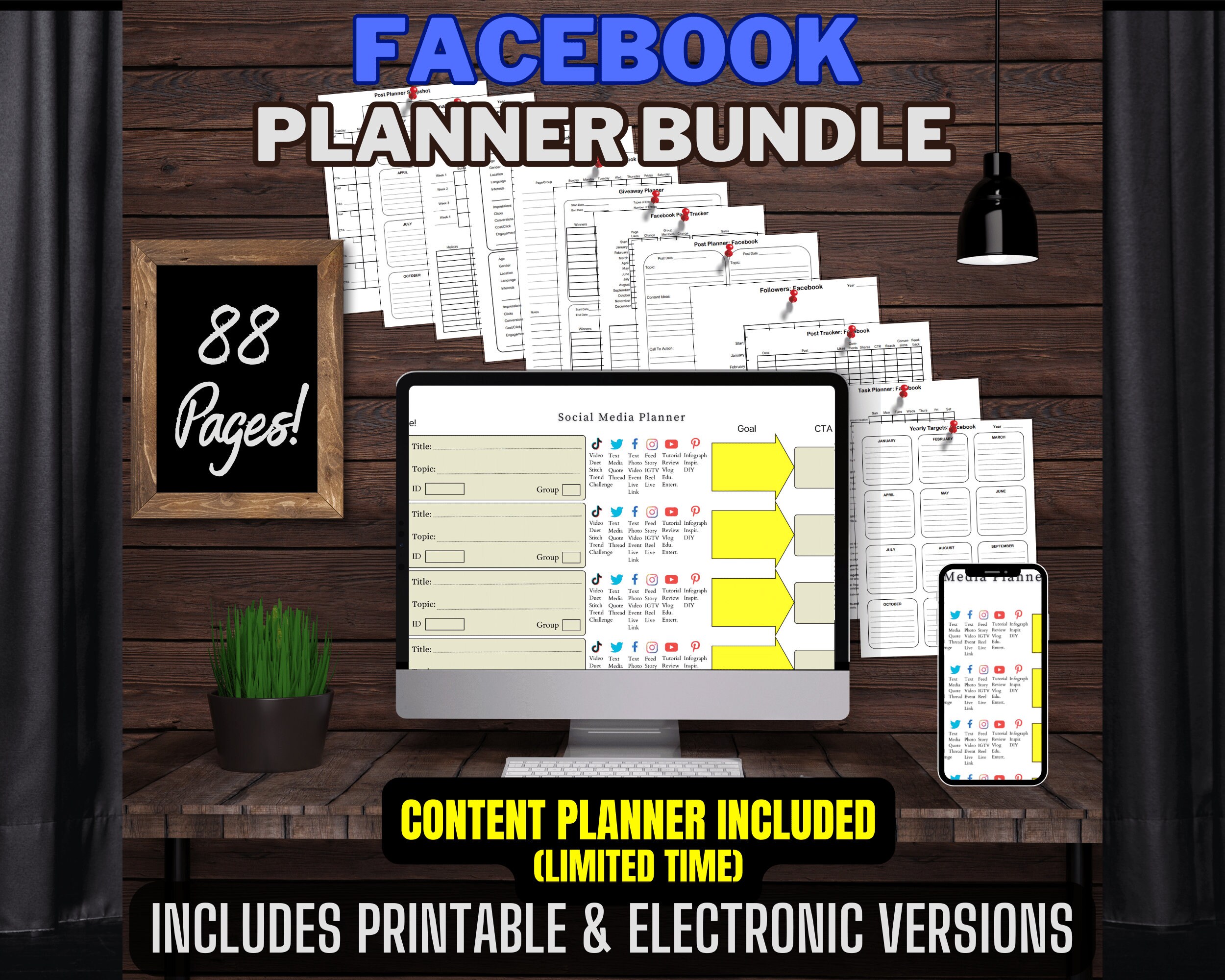 Facebook Planner Printable Tracker Facebook Social Media Guide Facebook ...