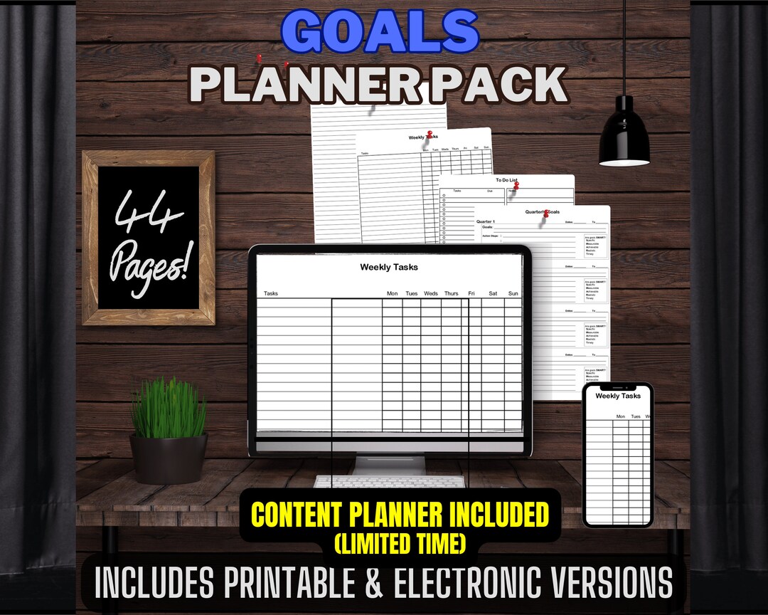Goal Setting Planner Printable Digital Planner Productivity Weekly ...