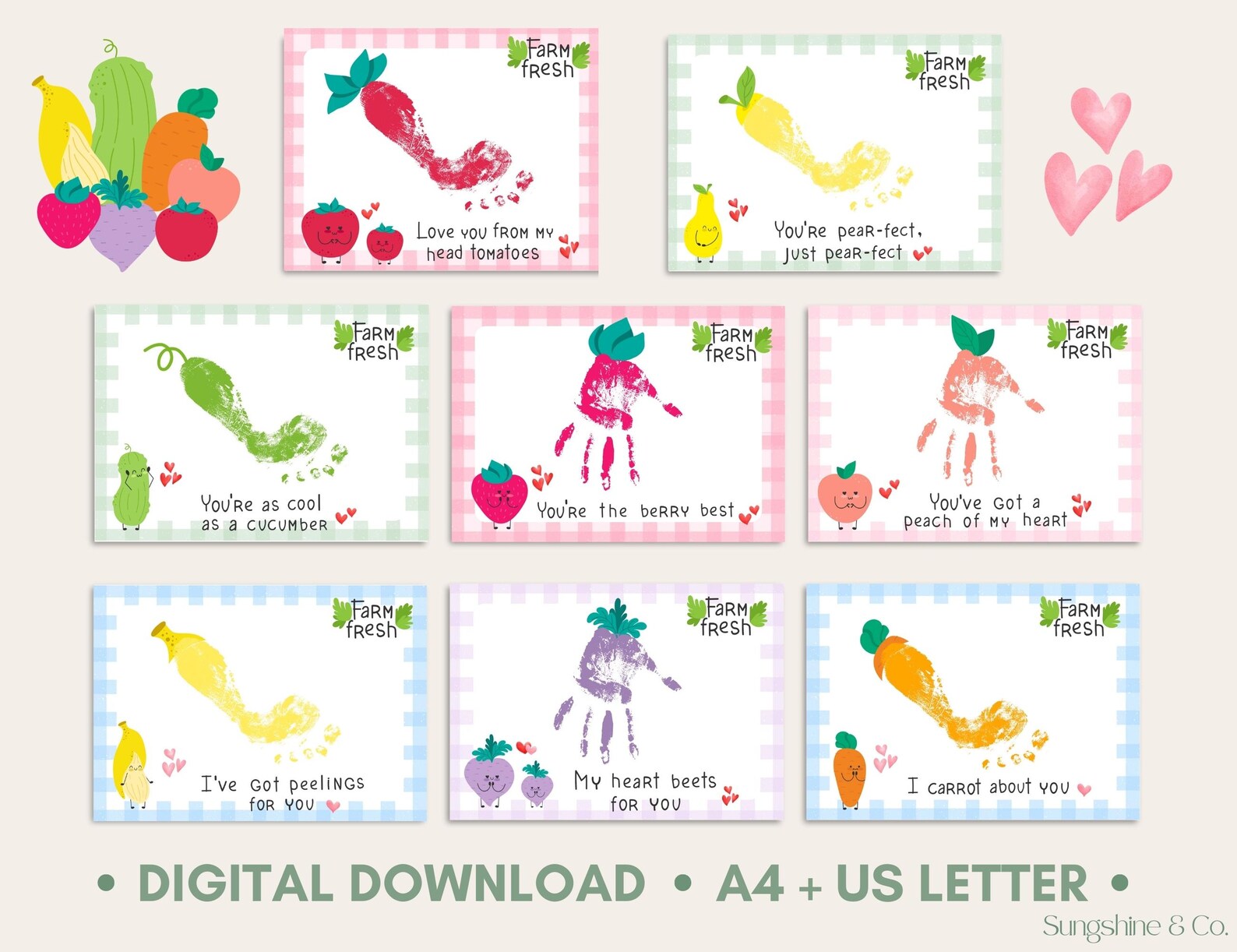 BUNDLE Fruit + Veggie Handprint Footprint Art, Preschool Activity ...