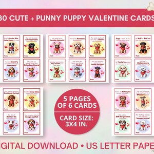 30 Instant Download Dog Valentine's Day Cards, School Valentine Cards ...