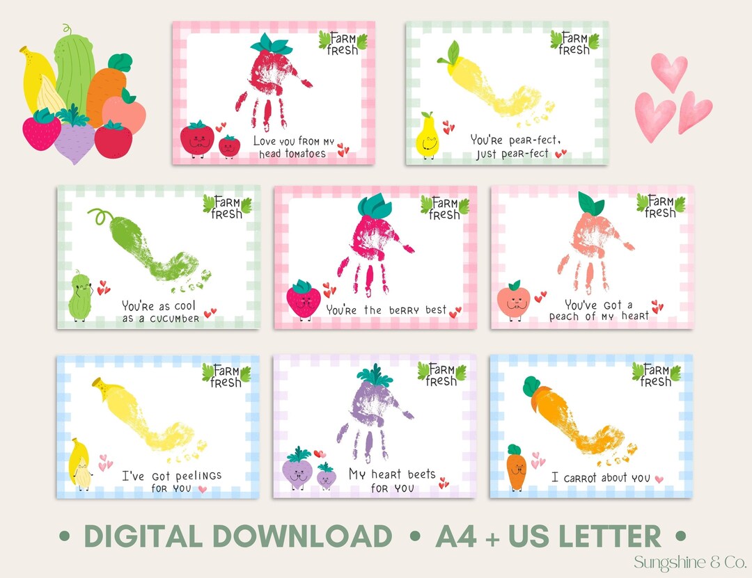 BUNDLE Fruit Veggie Handprint Footprint Art, Preschool Activity, Summer ...