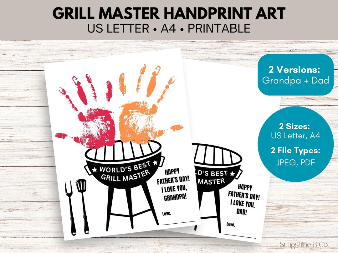 Father's Day Grill Master Handprint Art, Preschool Activity, Summer ...
