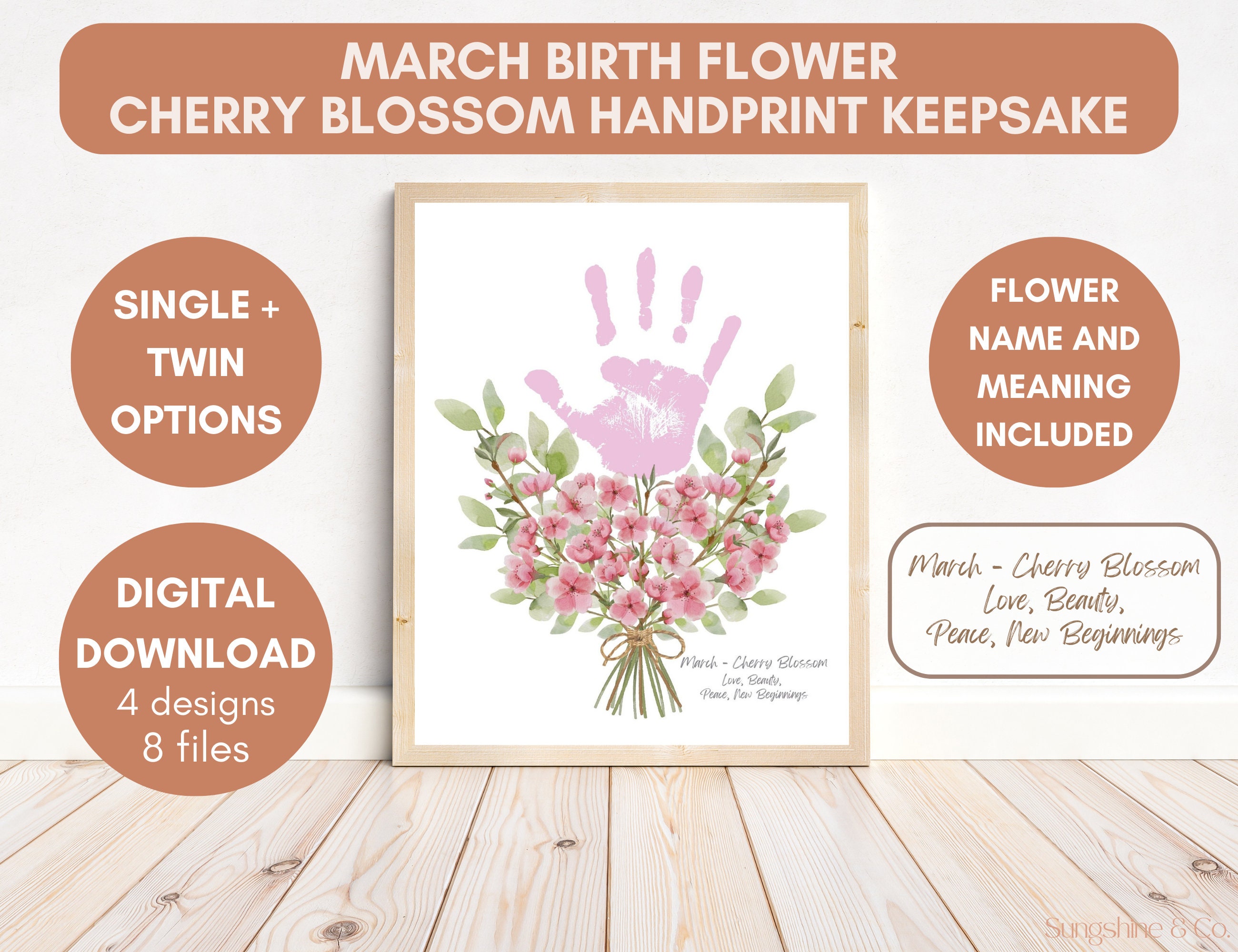 March Birth Flower Cherry Blossom Handprint Keepsake, Toddler Craft ...