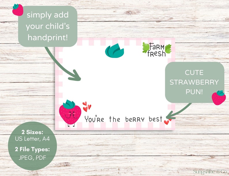 Strawberry Handprint Art, Preschool Activity, Summer Craft, Craft for ...