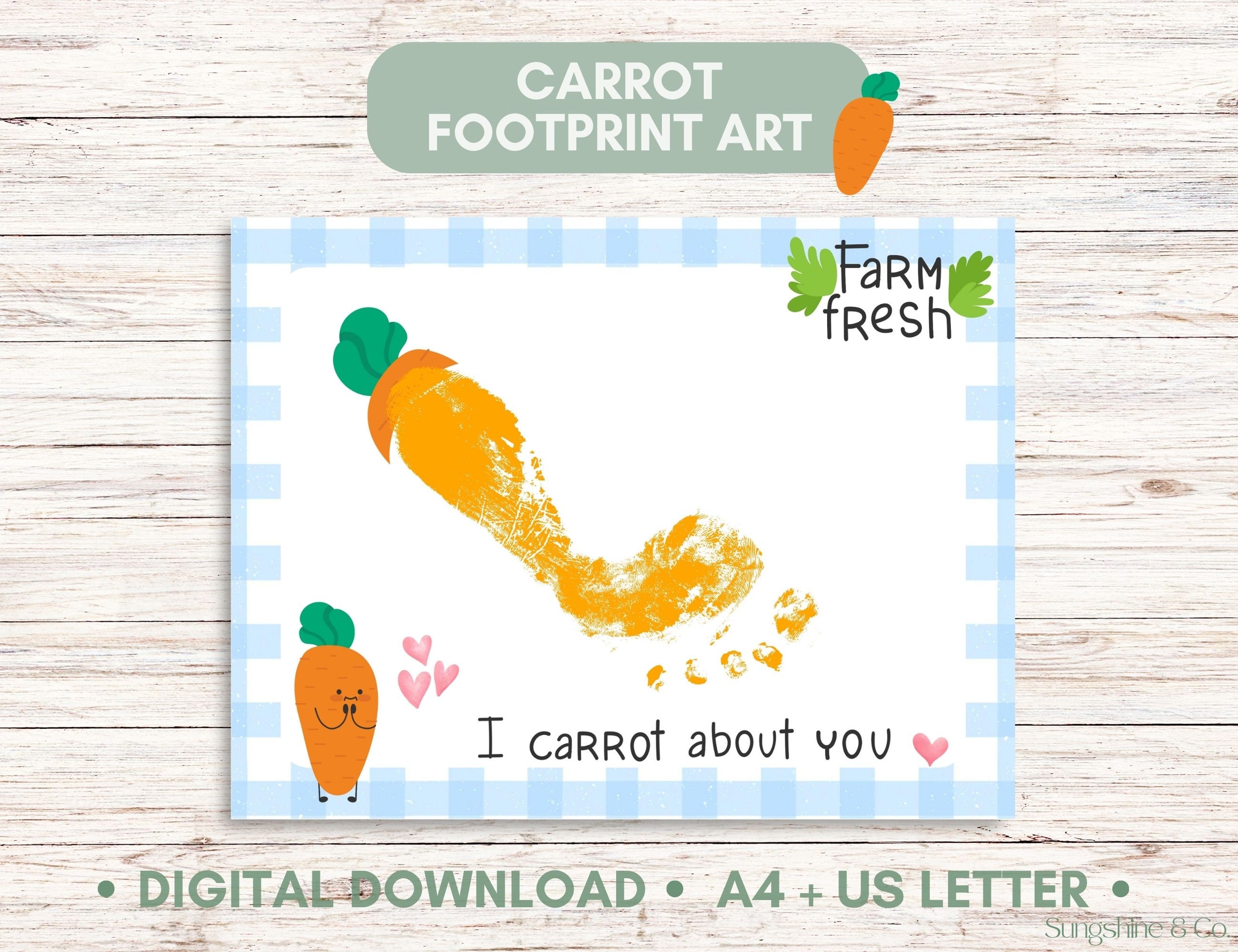 Carrot Pun Footprint Art, Preschool Activity, Summer Craft, Crafts for ...
