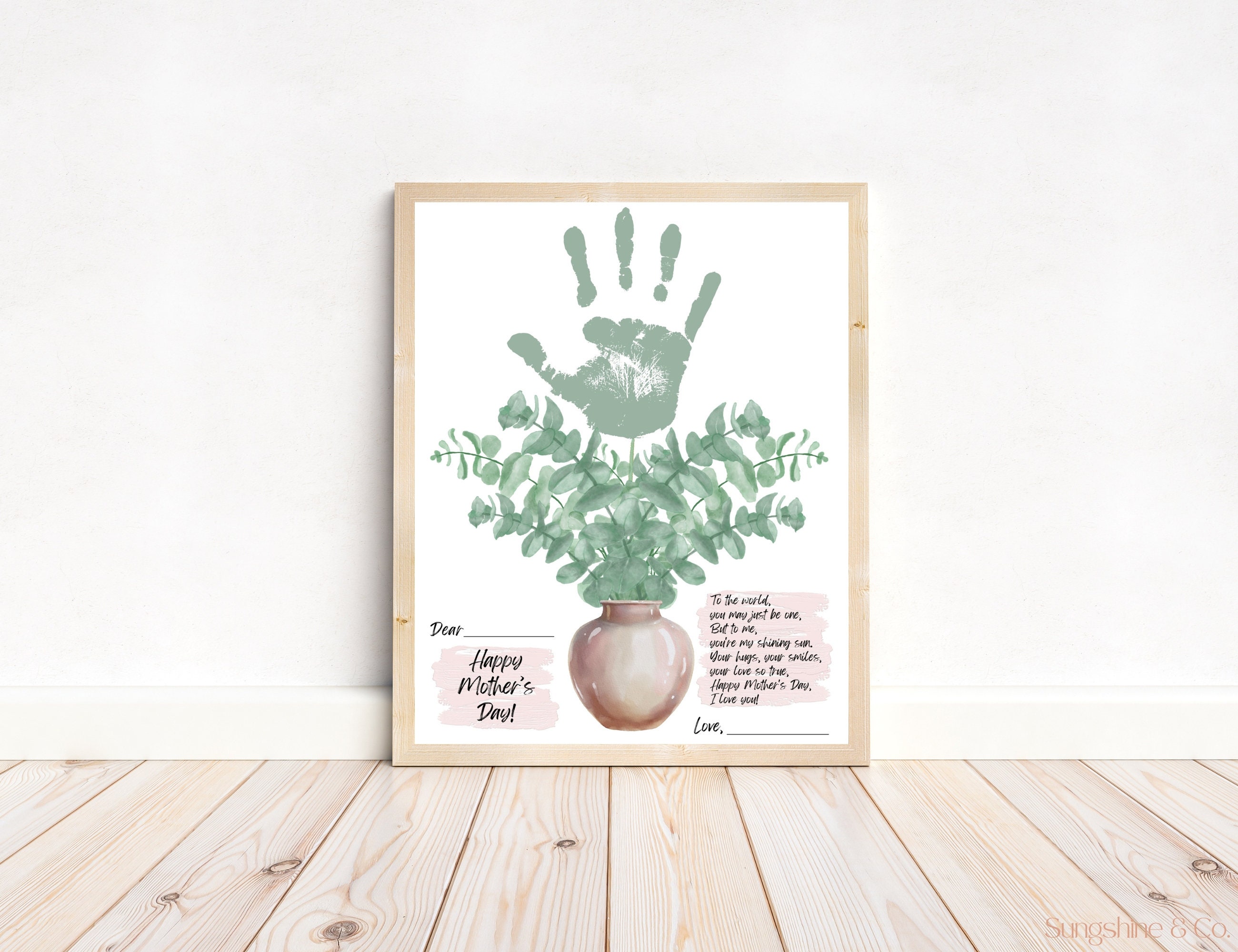 Mother's Day Handprint Eucalyptus Bouquet, Gift for Mom, Gift for ...