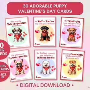 30 Instant Download Dog Valentine's Day Cards, School Valentine Cards ...