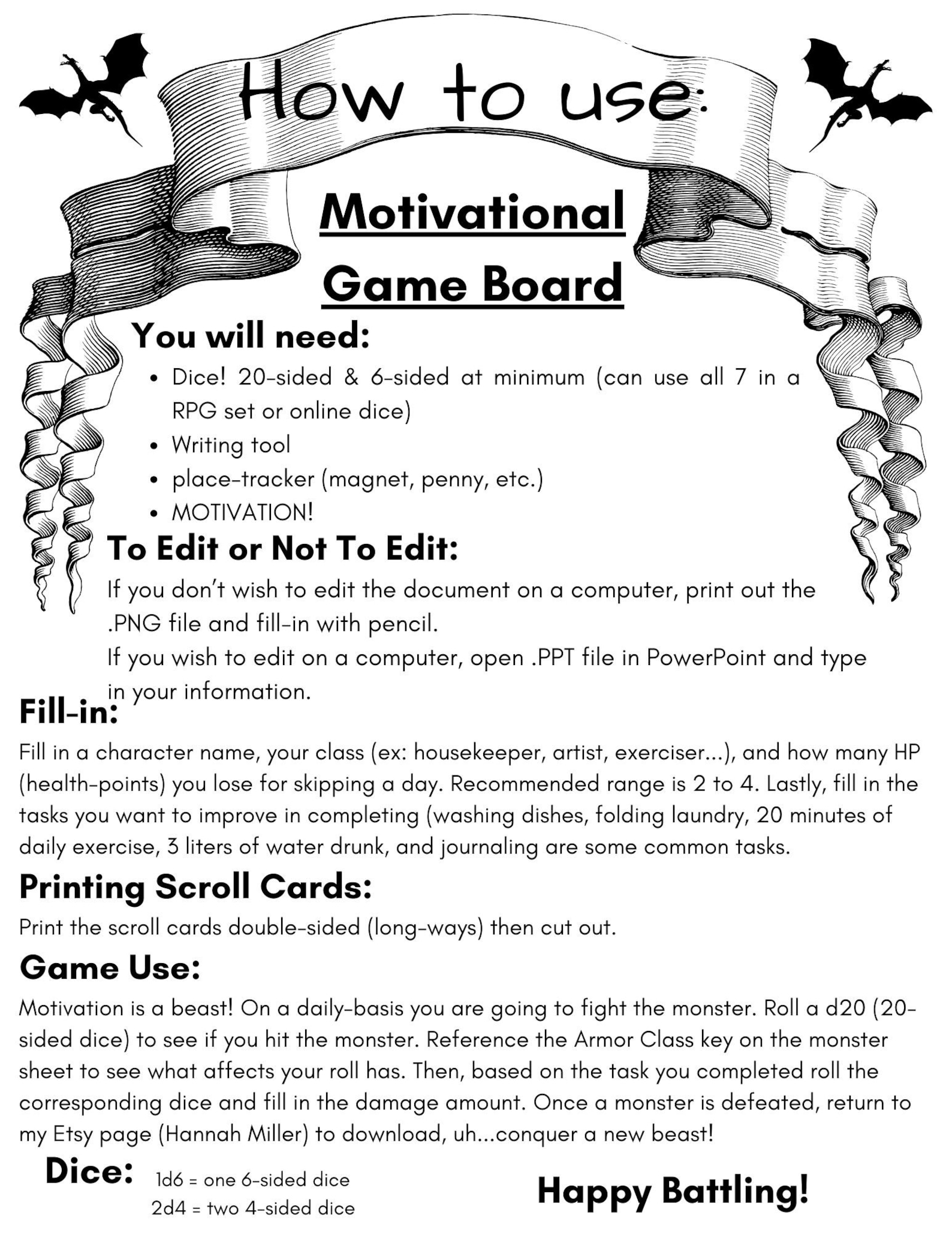 Motivation Tracker Game - Etsy