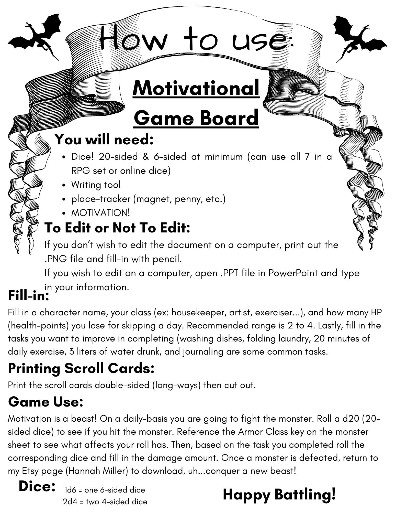 Motivation Tracker Game - Etsy