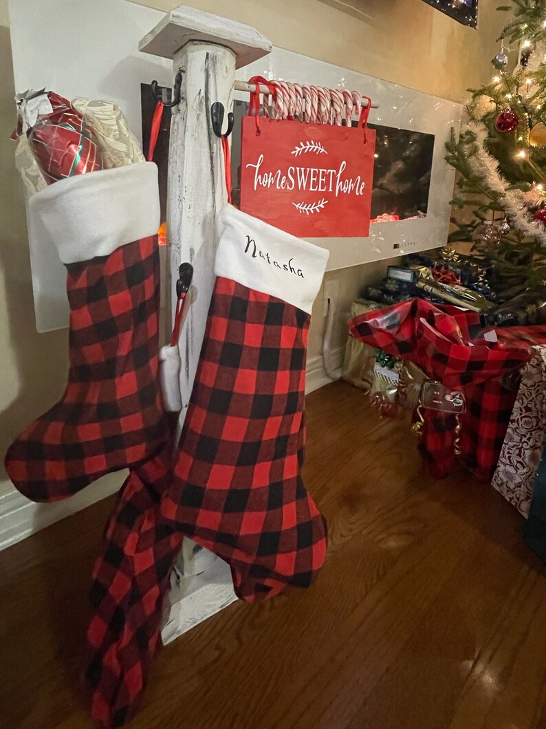 Stocking Holder Post| Handmade Christmas Decor | Holds 3-6 Stockings ...