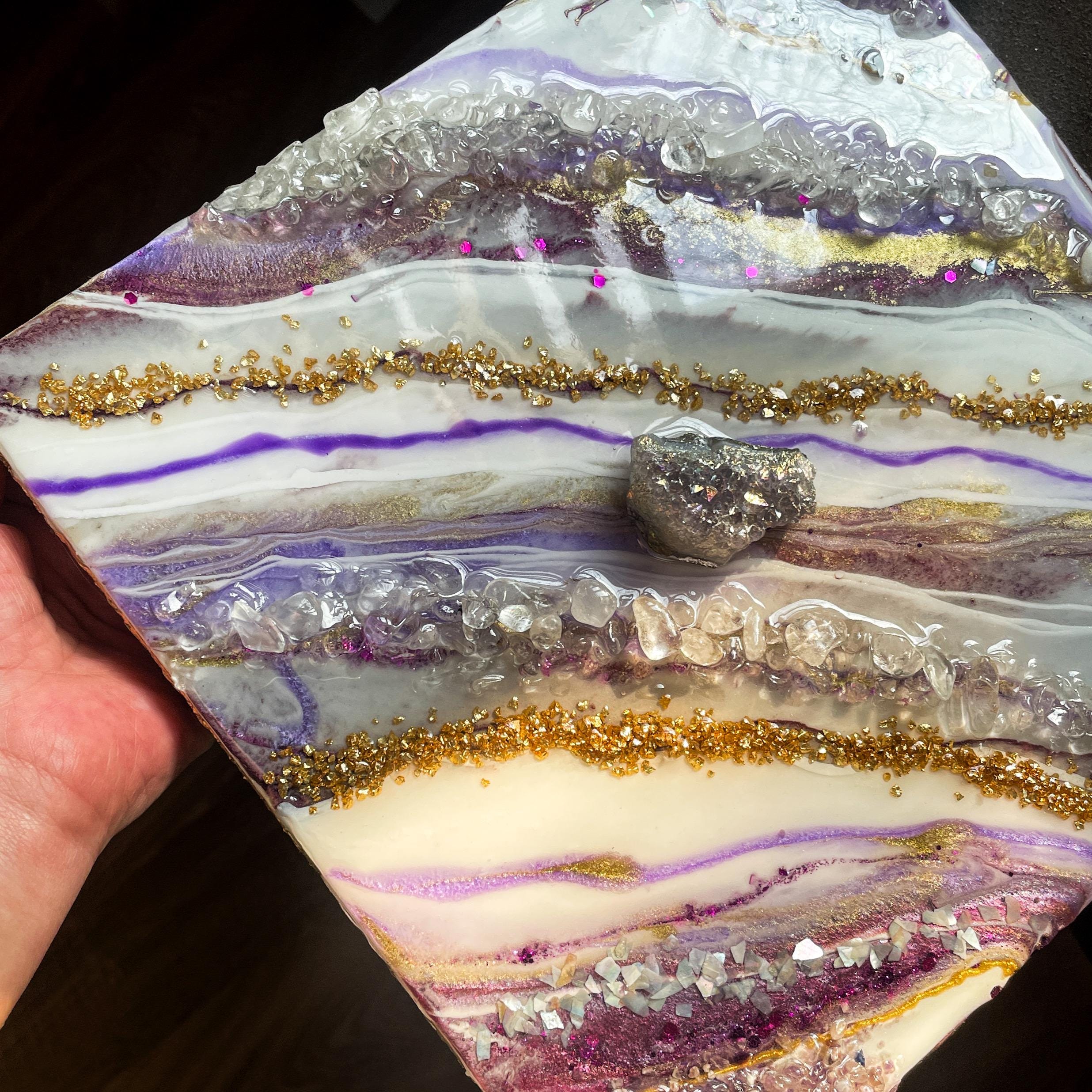 Epoxy Resin Artwork | 25x25cm Geode Wall Art - Etsy