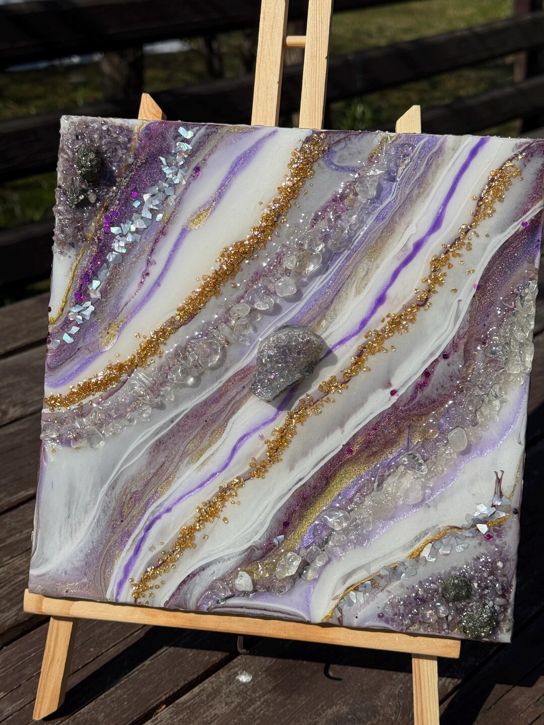 Epoxy Resin Artwork | 25x25cm Geode Wall Art - Etsy