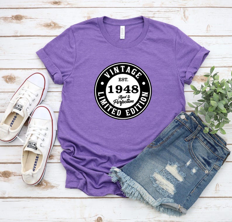 Vintage 1948 Limited Edition T-shirt Aged to Perfection Funny 1948 Tee ...