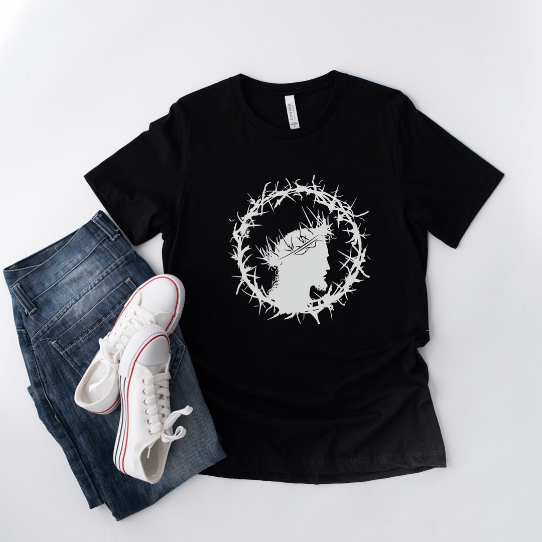 Crown of Thorns Tee, Jesus With Crown of Thorns T-shirt, Christian ...