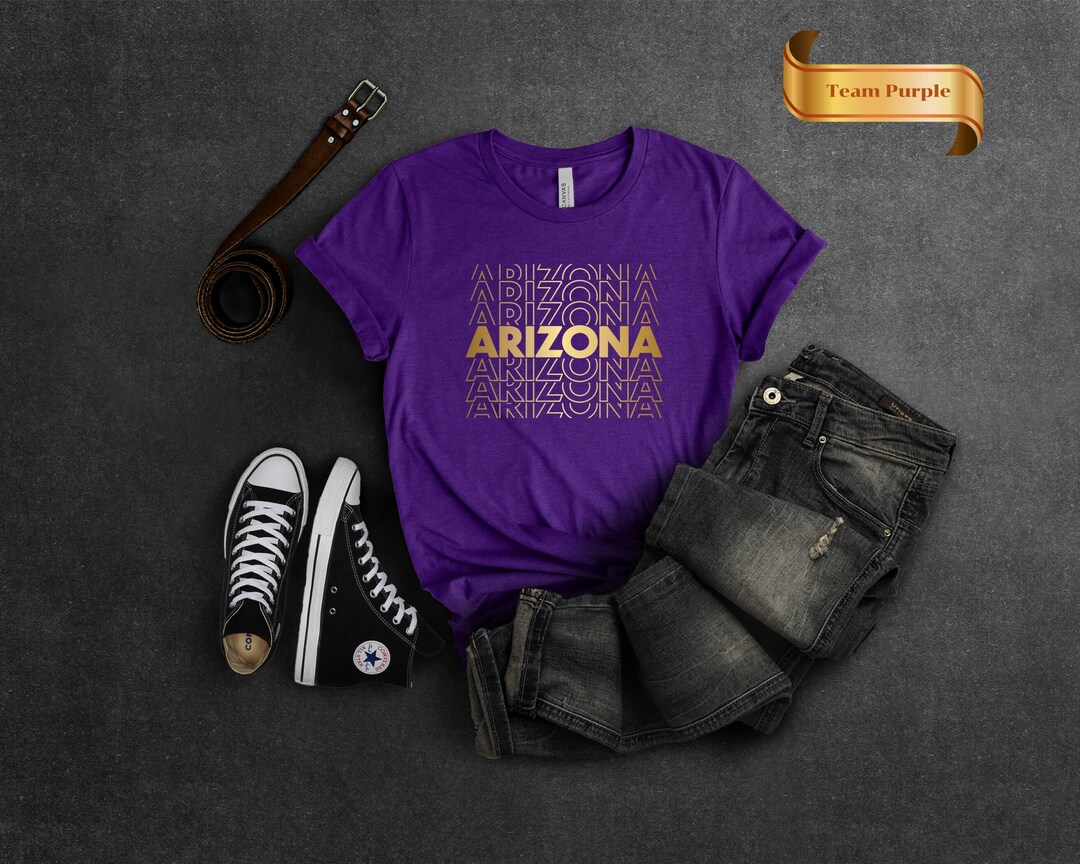 Arizona T-shirt With Golden Text State Pride Shirt Stylish Graphic Tee ...