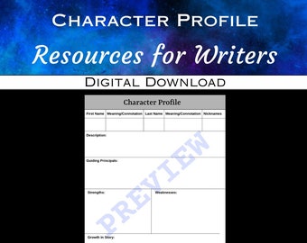 Character Personality Reference Sheet- Digital Download - Novel / Story ...