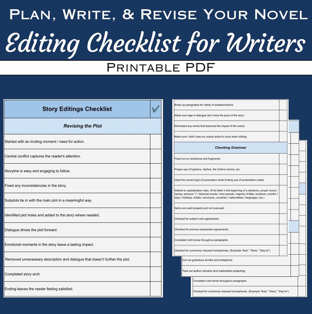 Story Editing Checklist: Novel & Book Revision Resource (digital ...