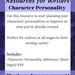Character Personality Reference Sheet- Digital Download - Novel / Story ...