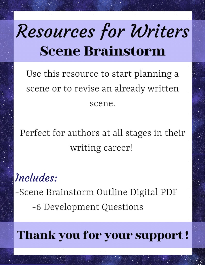 Scene Brainstorm - Digital Download - Novel / Story Outline Page ...