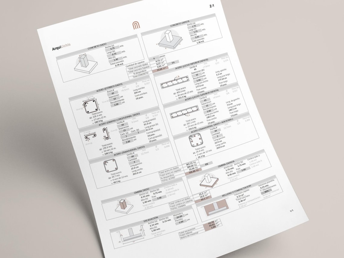 Excel Template for Calculating Material for Isolated Footings Concrete ...