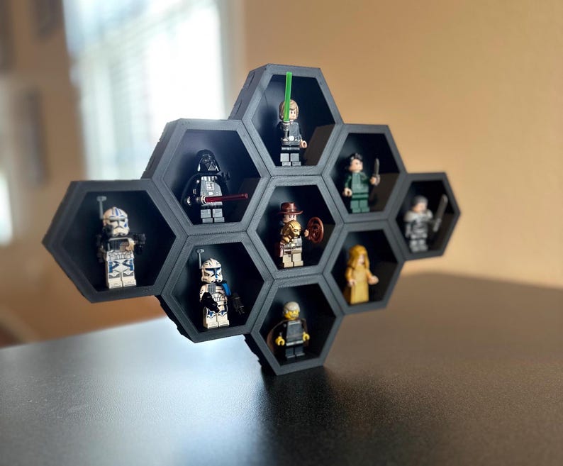 Hexagon LEGO Minifigure Display | Expandable Wall or Desk Display - Etsy