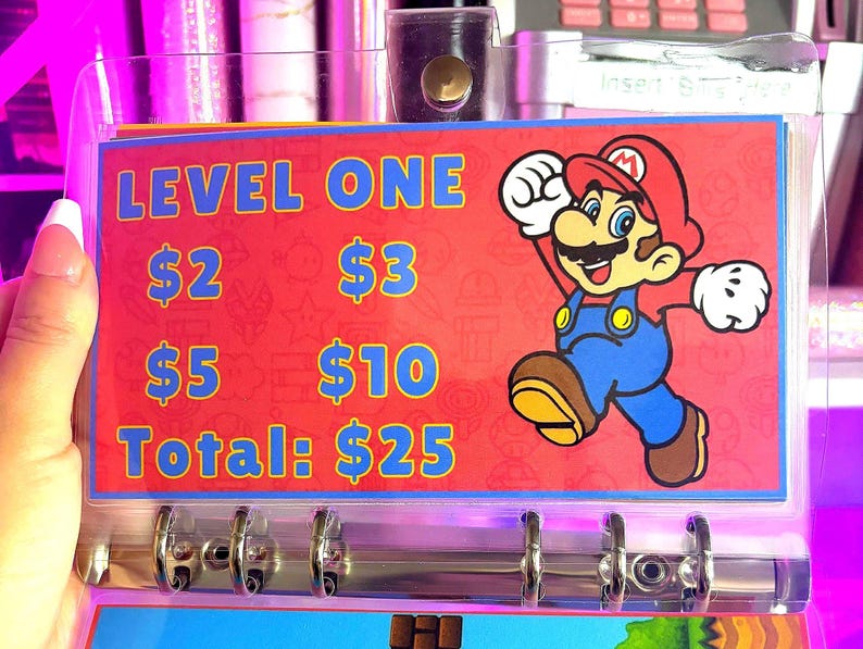 Mario Video Game Cash Stuffing Savings Challenge A6 Budgeting - Etsy