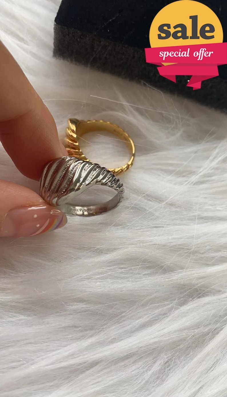 DY Eternal Ring, Cable Ring , Vintage Sterling Silve Ring , 18K Gold ...