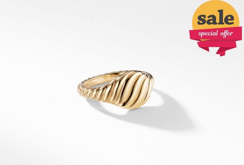 DY Eternal Ring, Cable Ring , Vintage Sterling Silve Ring , 18K Gold ...