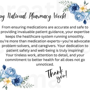 National Pharmacy Week Card: Floral Thank You Gift (printable Digital ...