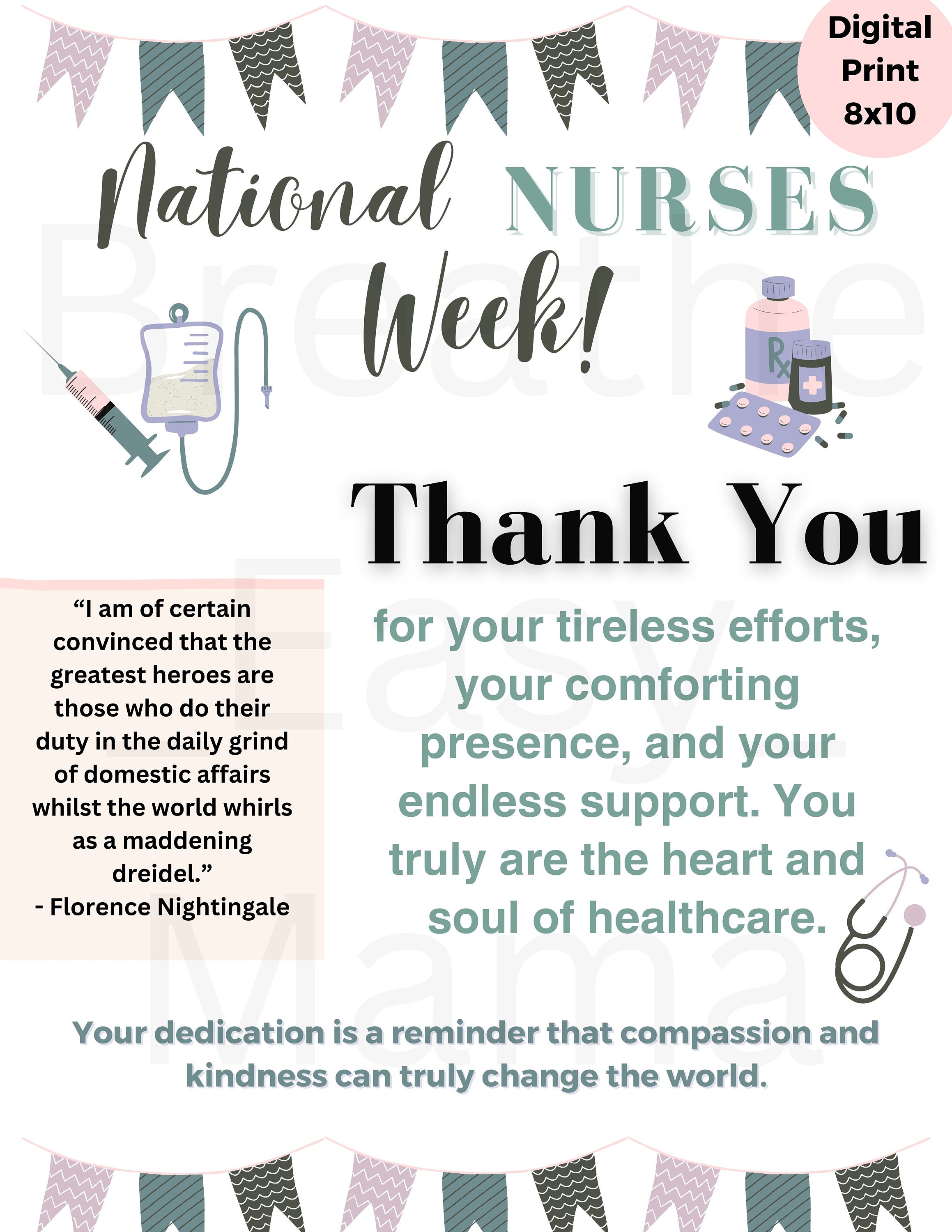 National Nurses Week, Thank a Nurse, Digital Poster, Printable - Etsy