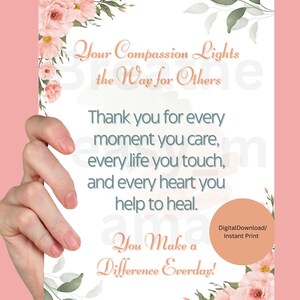 Caregiver Appreciation Print - 8x10" Digital Download, Floral Thank You ...