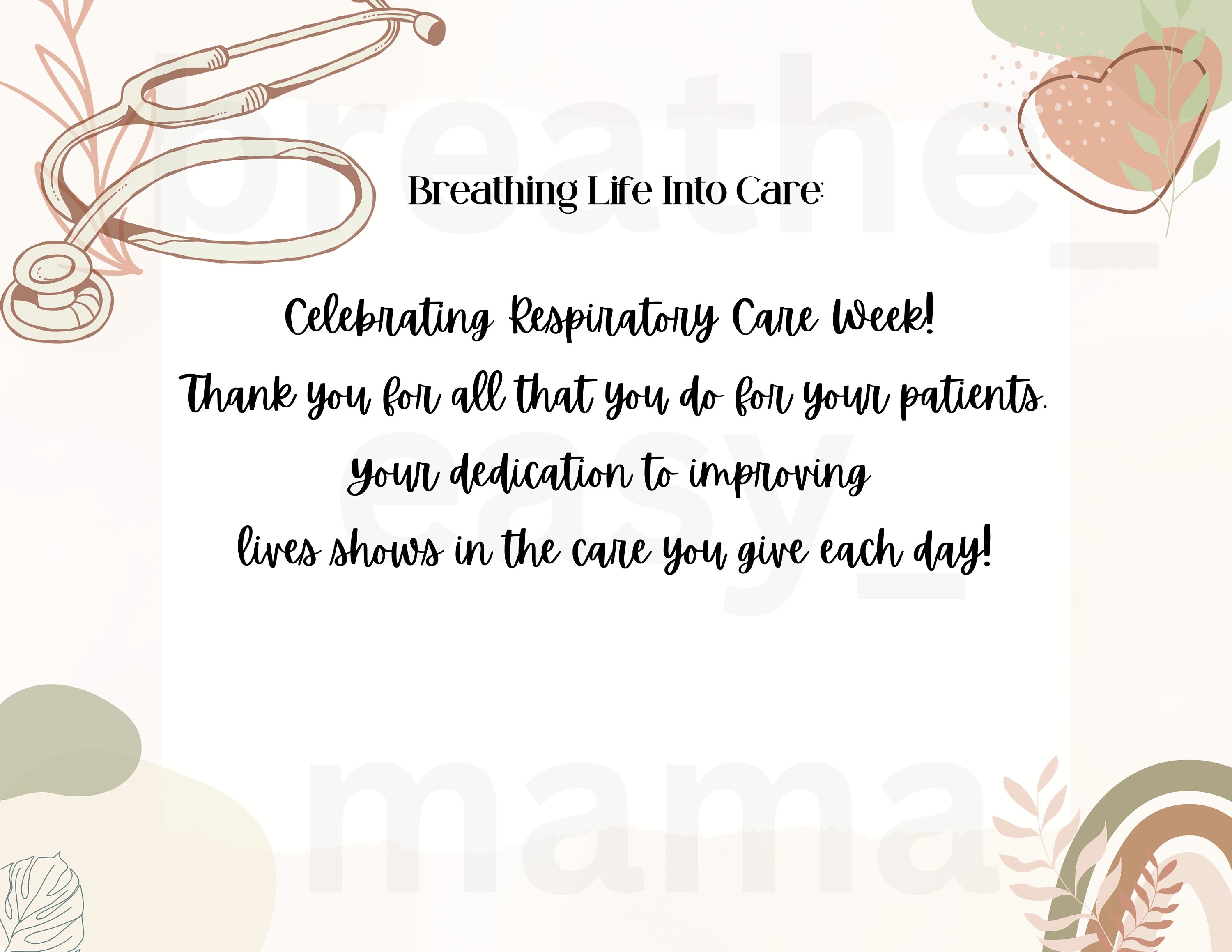 Respiratory Care Week, Thank You Card, Appreciation for Respiratory Therapist, - Etsy