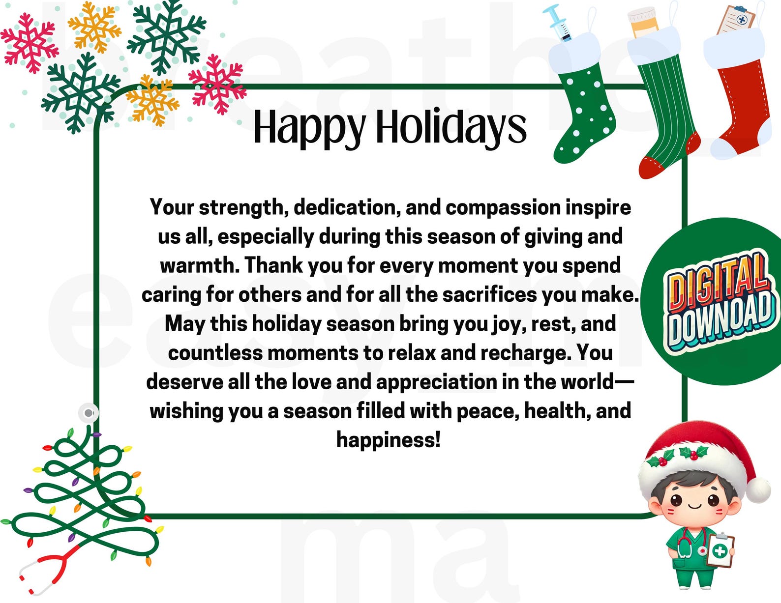 Happy Holidays Healthcare Workers Card, Poster, or Banner – Digital ...